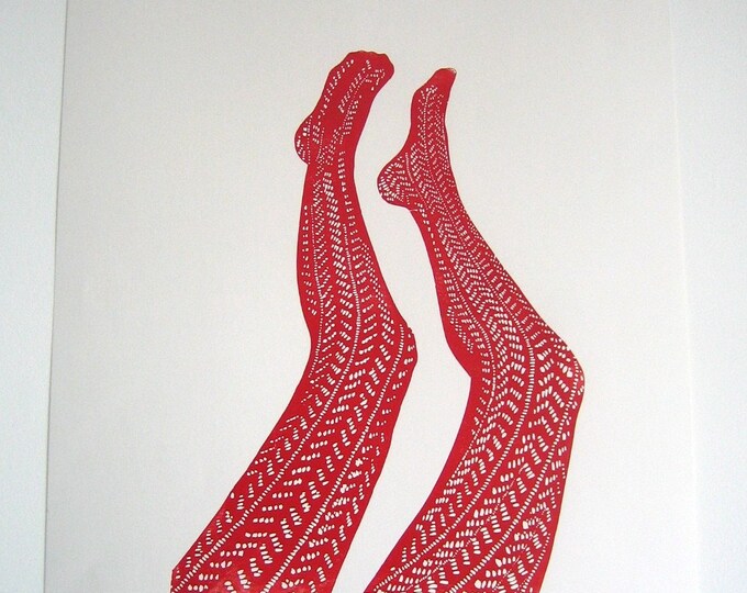 Red Pins Legs Lino Print Signed Limited Edition Numbered - Etsy