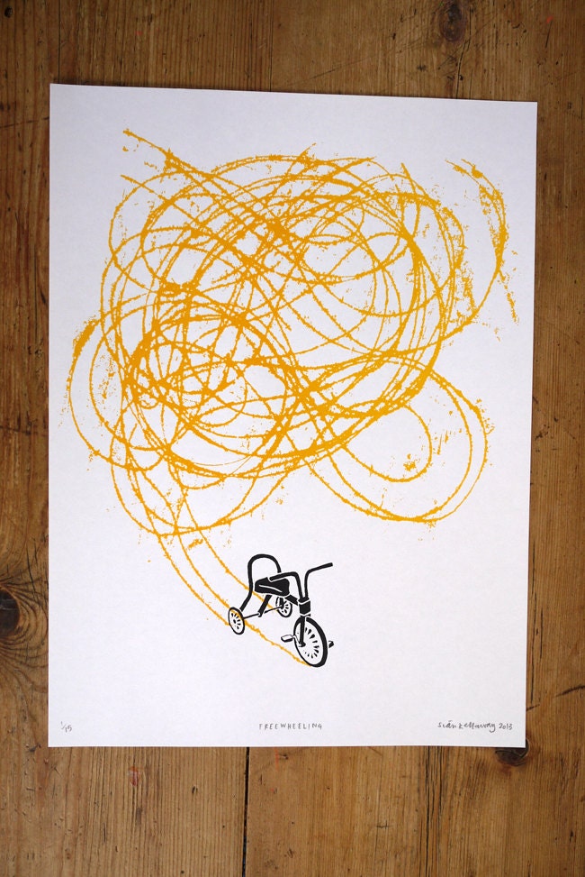 Original Wall Art Vintage Screenprint Nostalgic Trike Print - Etsy