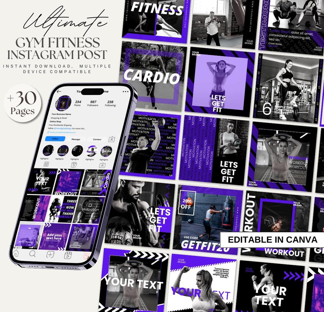Gym Fitness Instagram Posts, Fitness Templates, Workout Social Media ...