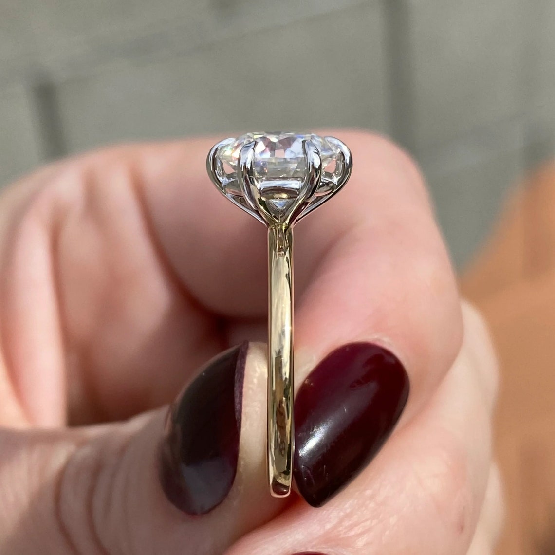 Amazing Two Tone Promise Ring, 2.0 CT Round Cut Moissanite Wedding Ring ...