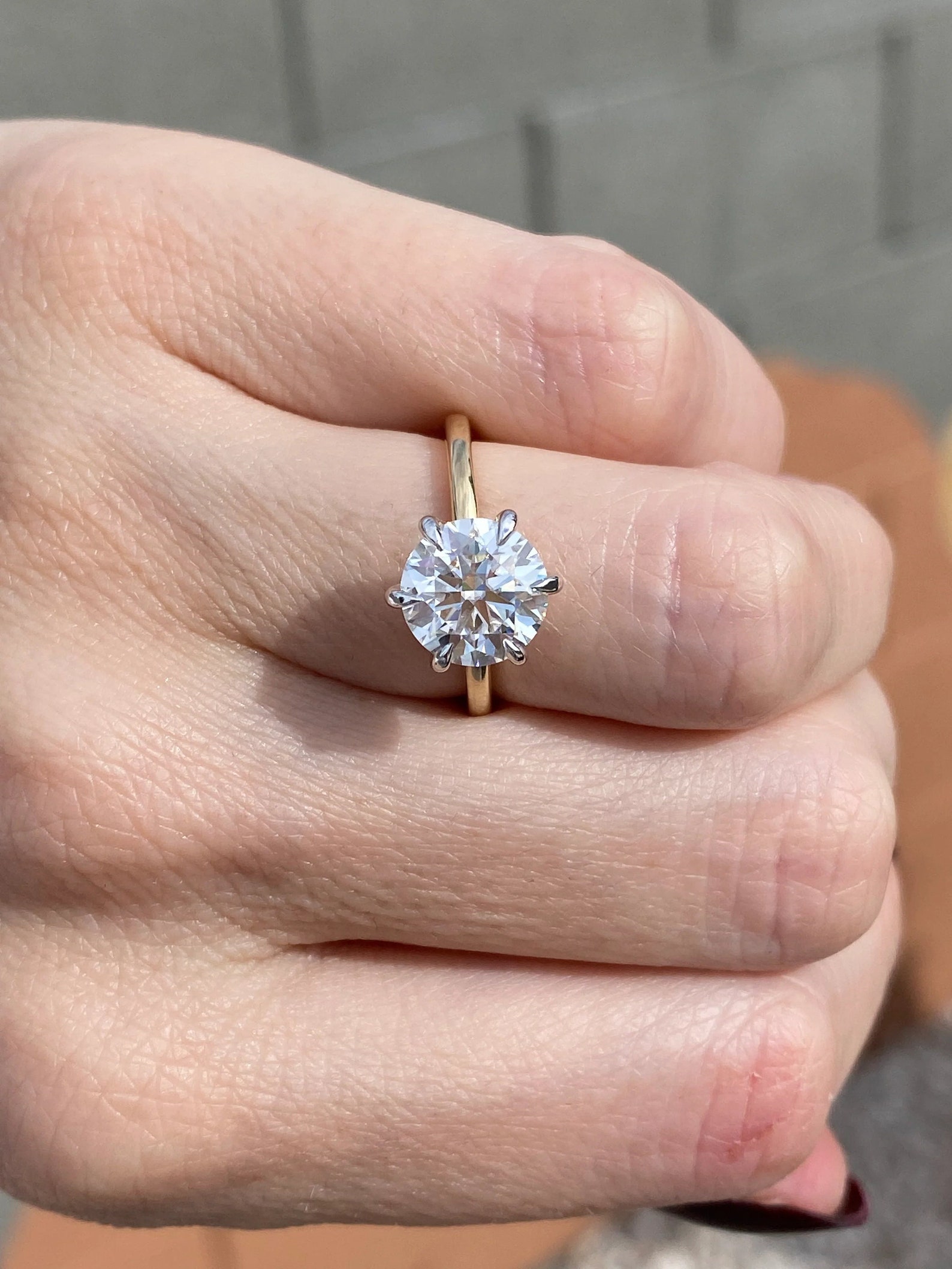 Amazing Two Tone Promise Ring, 2.0 CT Round Cut Moissanite Wedding Ring ...