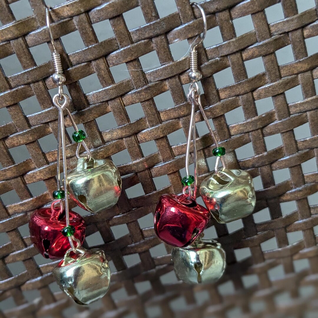 Christmas/holiday Jingle Bell Dangling Earrings - Etsy