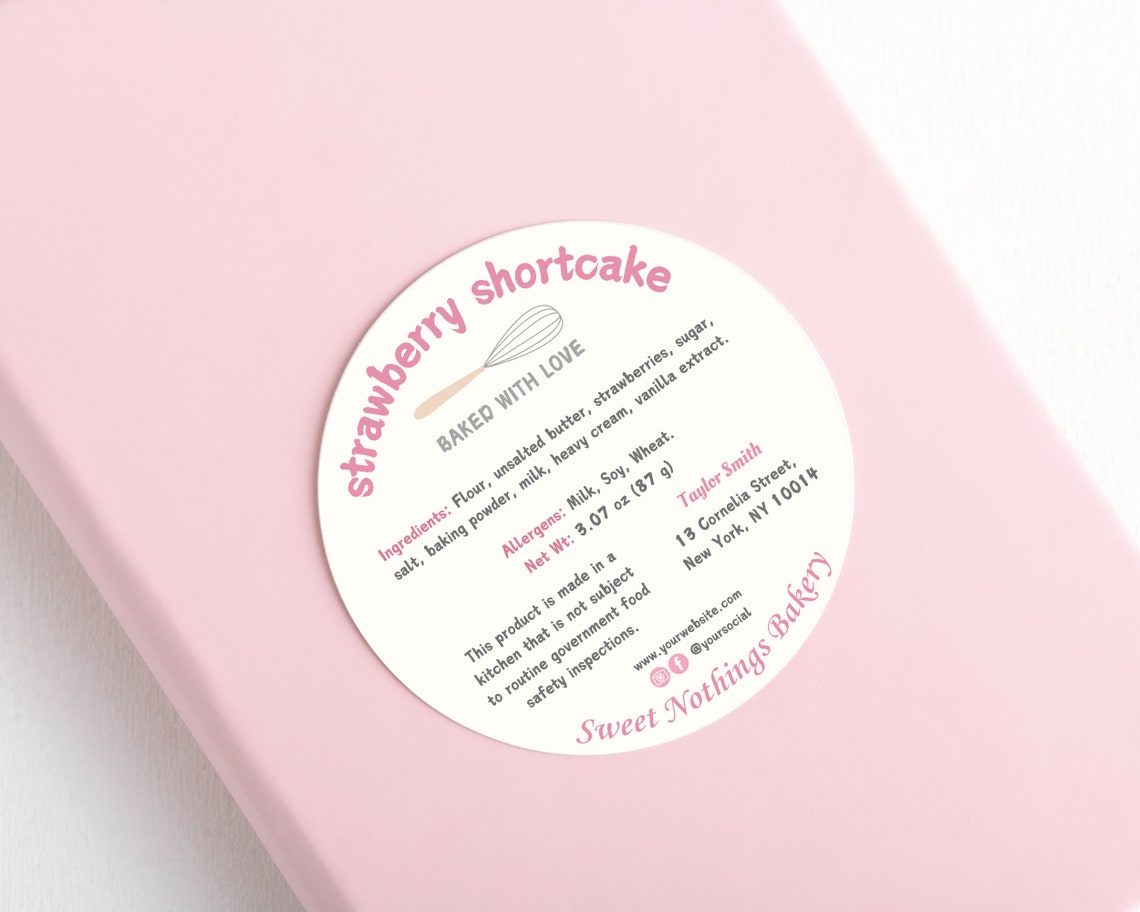 Cottage Food Label | Editable Cottage Law Label Template | Ingredient ...