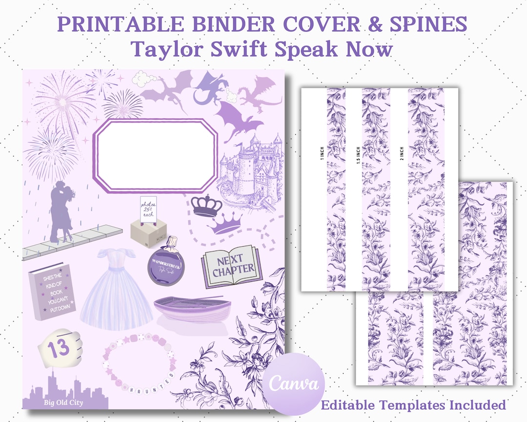 Taylor Binder Cover Speak Now Editable Binder Cover & Spines Printable ...