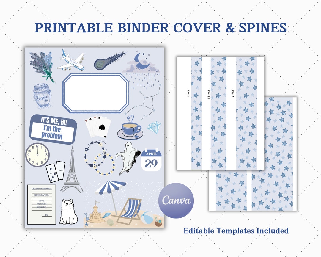 Taylor Binder Cover | Printable Binder Cover & Spines | Editable Binder ...