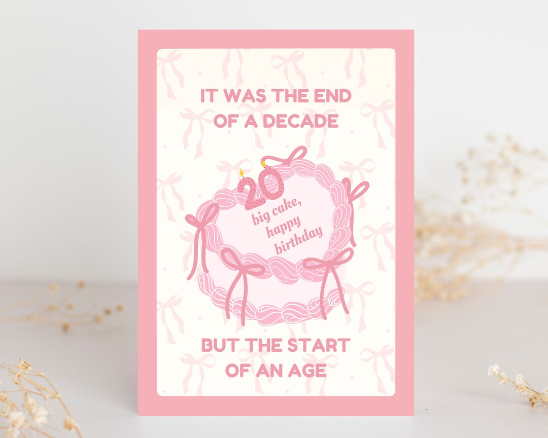 Decades Birthday Card | Taylor Printable Birthday Card | 20th Birthday ...