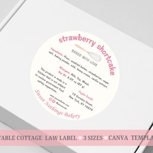 Cottage Food Label | Editable Cottage Law Label Template | Ingredient ...