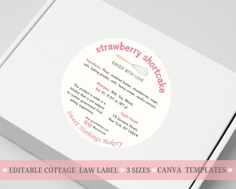 Cottage Food Label | Editable Cottage Law Label Template | Ingredient ...