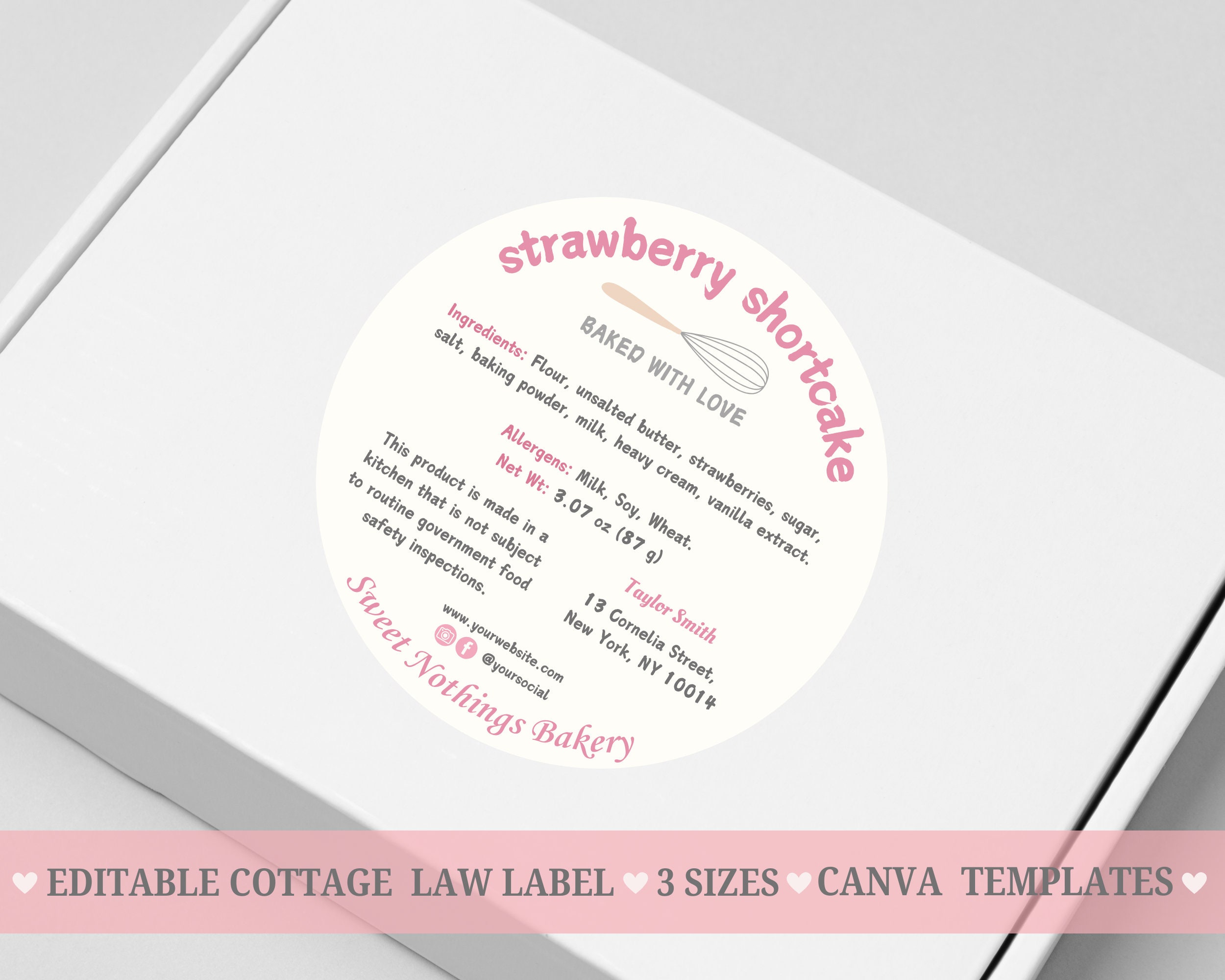 Cottage Food Label | Editable Cottage Law Label Template | Ingredient ...