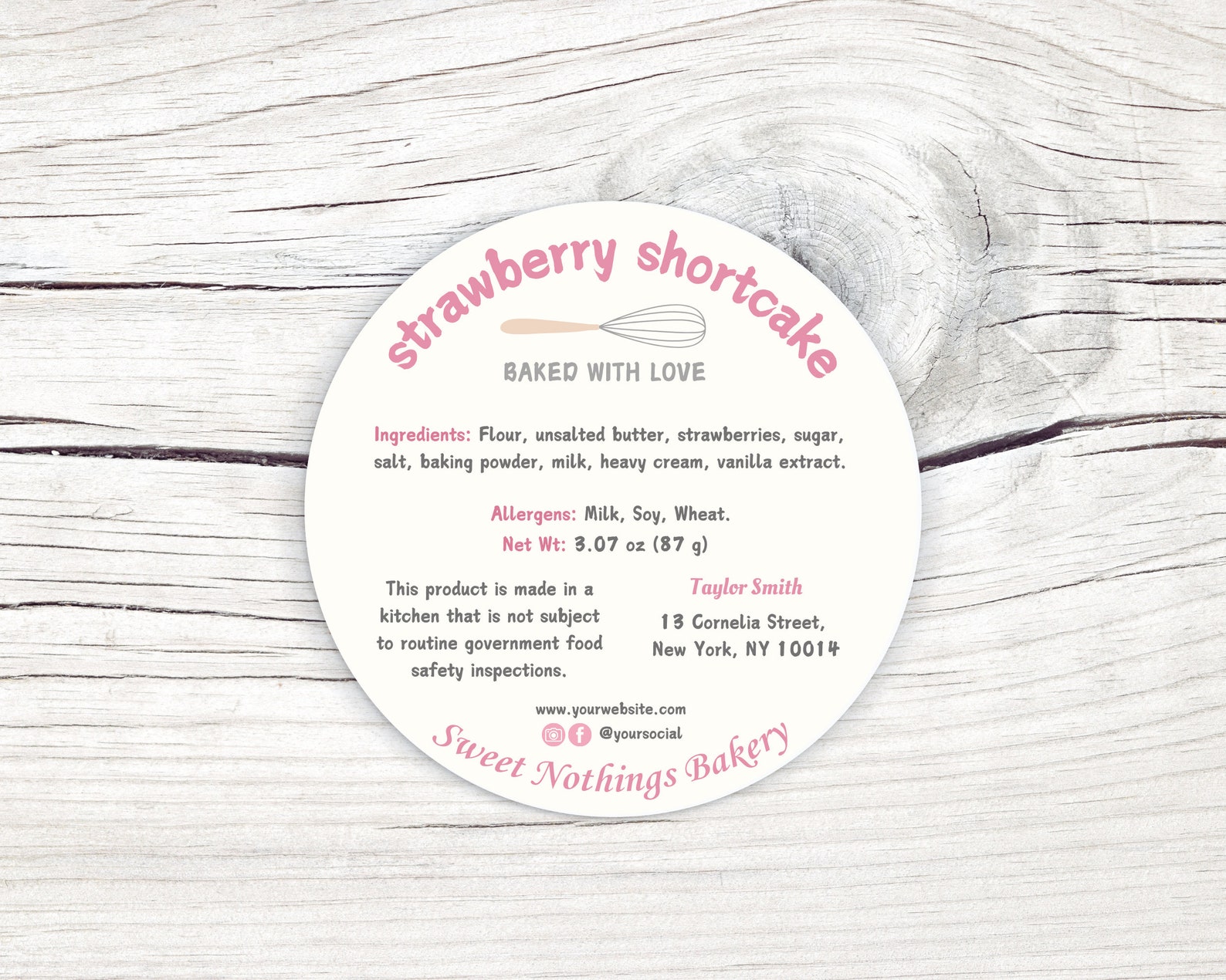 Cottage Food Label | Editable Cottage Law Label Template | Ingredient ...