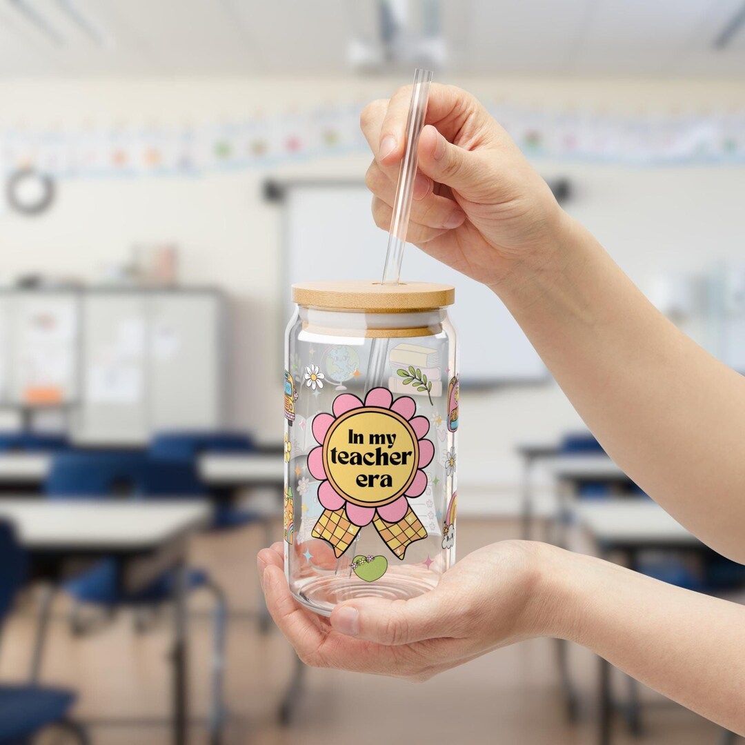 Groovy Sipper Glass Teacher Iced Coffee Cup Back to School Aesthetic ...