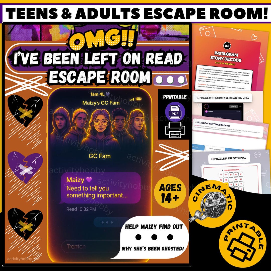 Left on Read Escape Room | Teen & Adult Printable Game (PDF) - Etsy