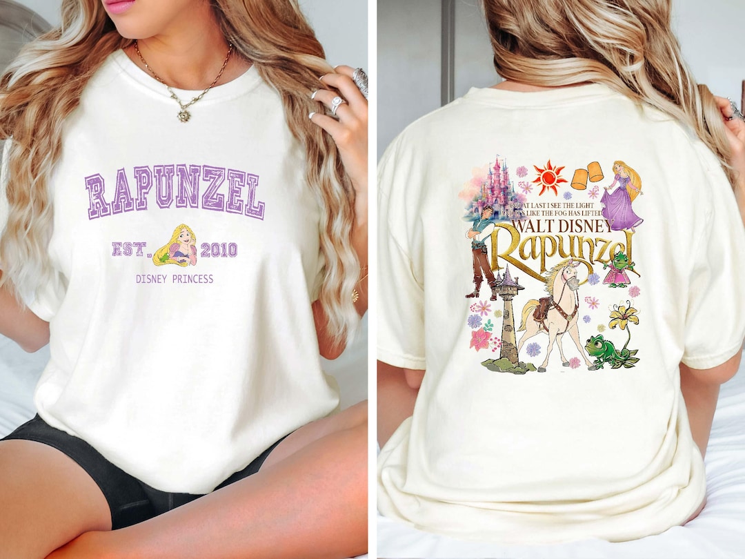 Retro Rapunzel Tangled Two Sided Comfort Colors Shirt, Floral Rapunzel ...