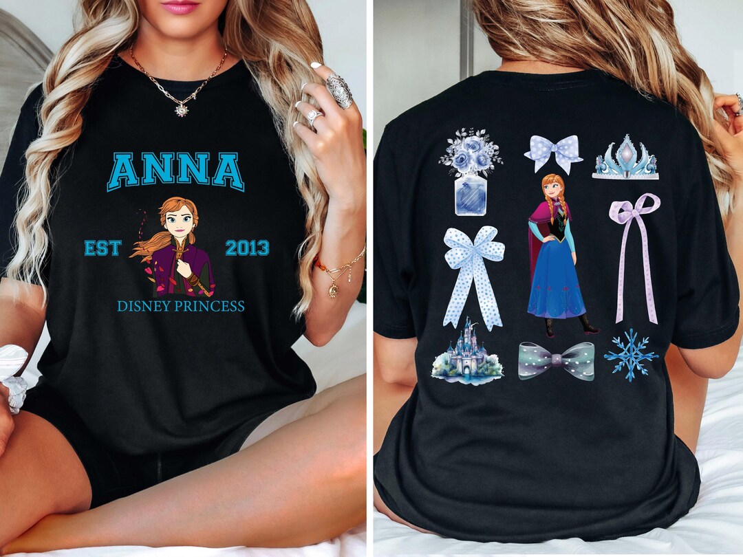Anna Two-sided Bow Shirt, Comfort Colors Disney Girls Tee, Frozen T ...