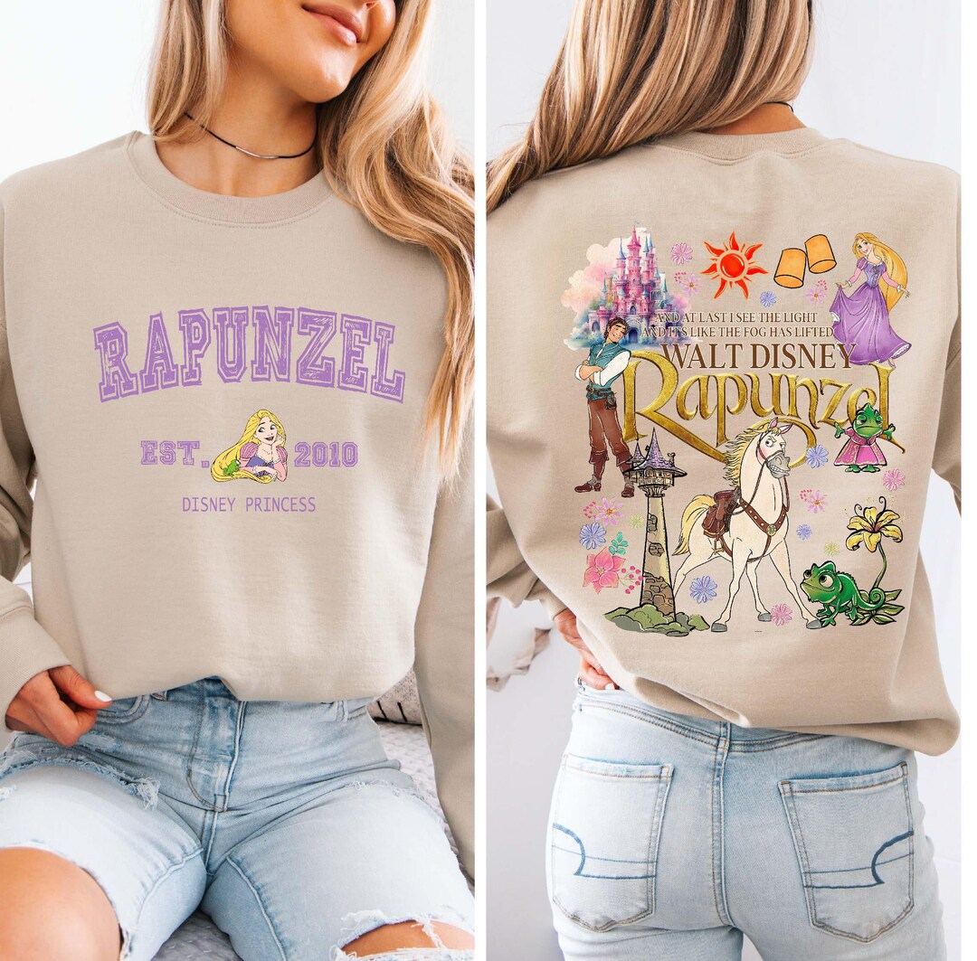 Retro Rapunzel Tangled Two Sided Sweatshirt, Floral Rapunzel Sweatshirt ...