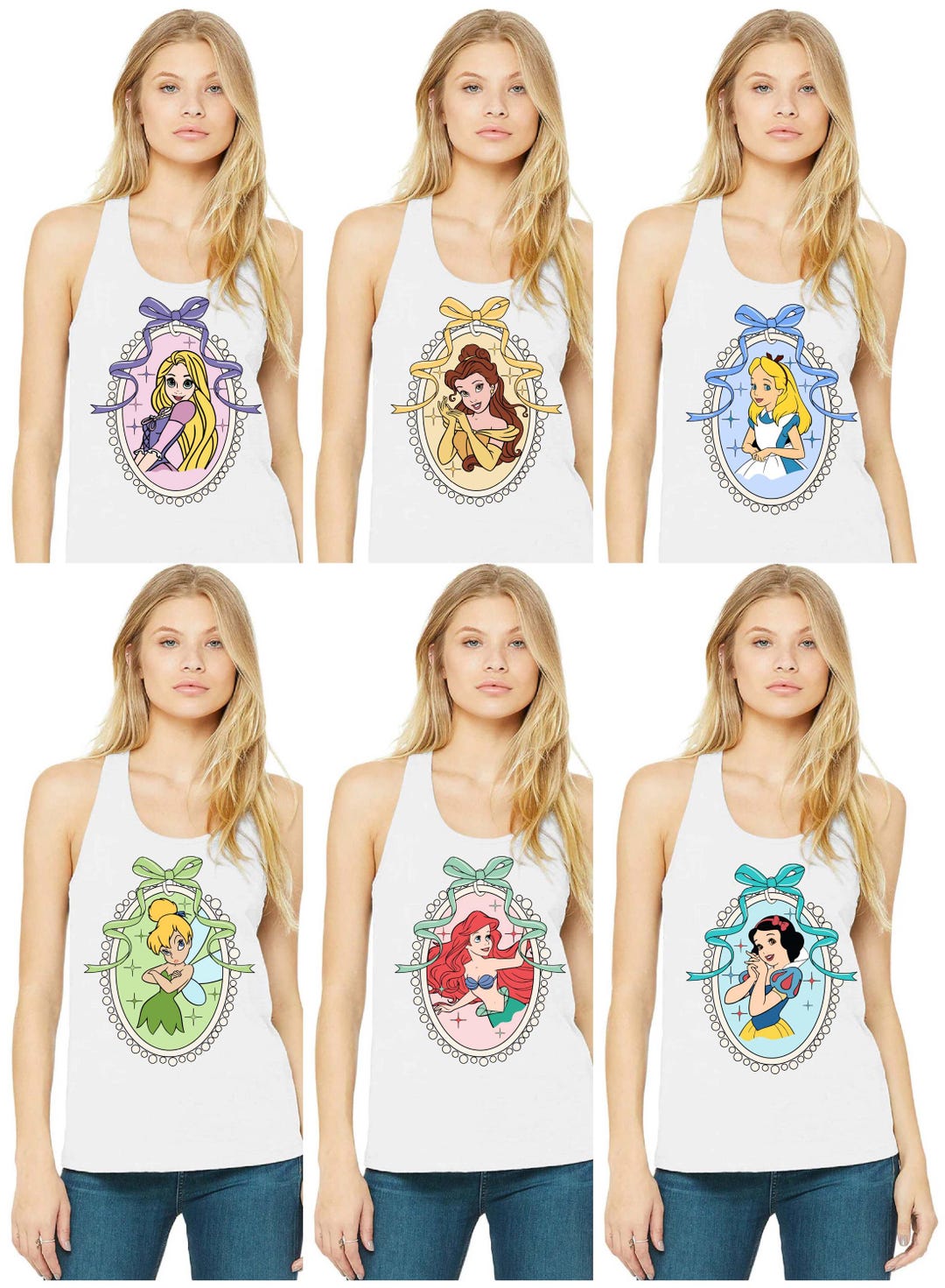 Disney Princess Squad Top, Watercolor Coquette All Princess Tank Top ...