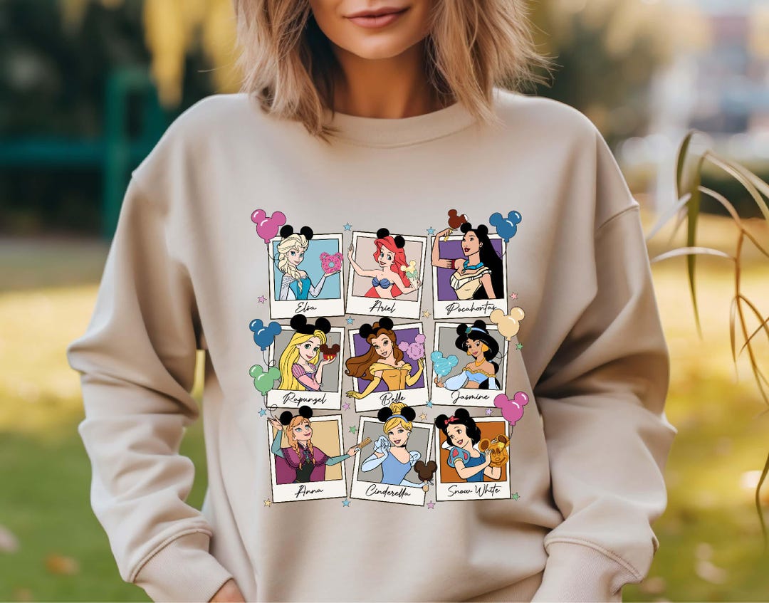 Disney Princess Polaroid Sweatshirt, Retro Princess Sweater, Disney ...