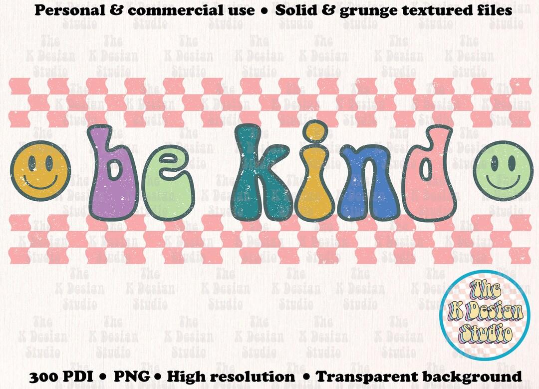Smiley Face Png, Be Kind Checkered Png, Be Kind Png, Retro Style PNG ...