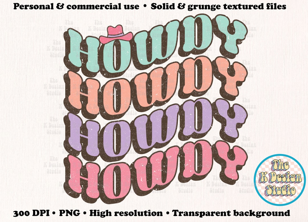 Howdy Png, Multi Colored Howdy Png, Western Png, Cowboy Hat Png File ...