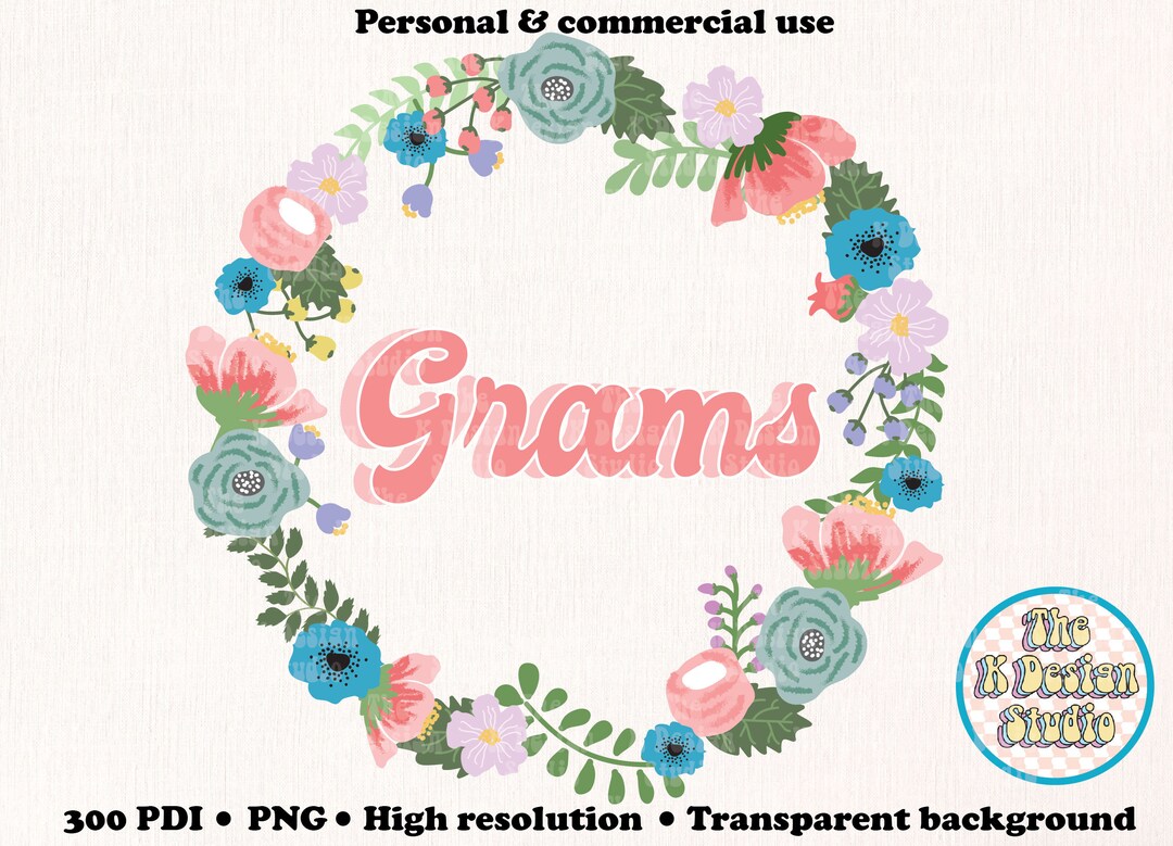 Grams PNG, Floral Grams Png, Floral Grams Design, Digital Download ...