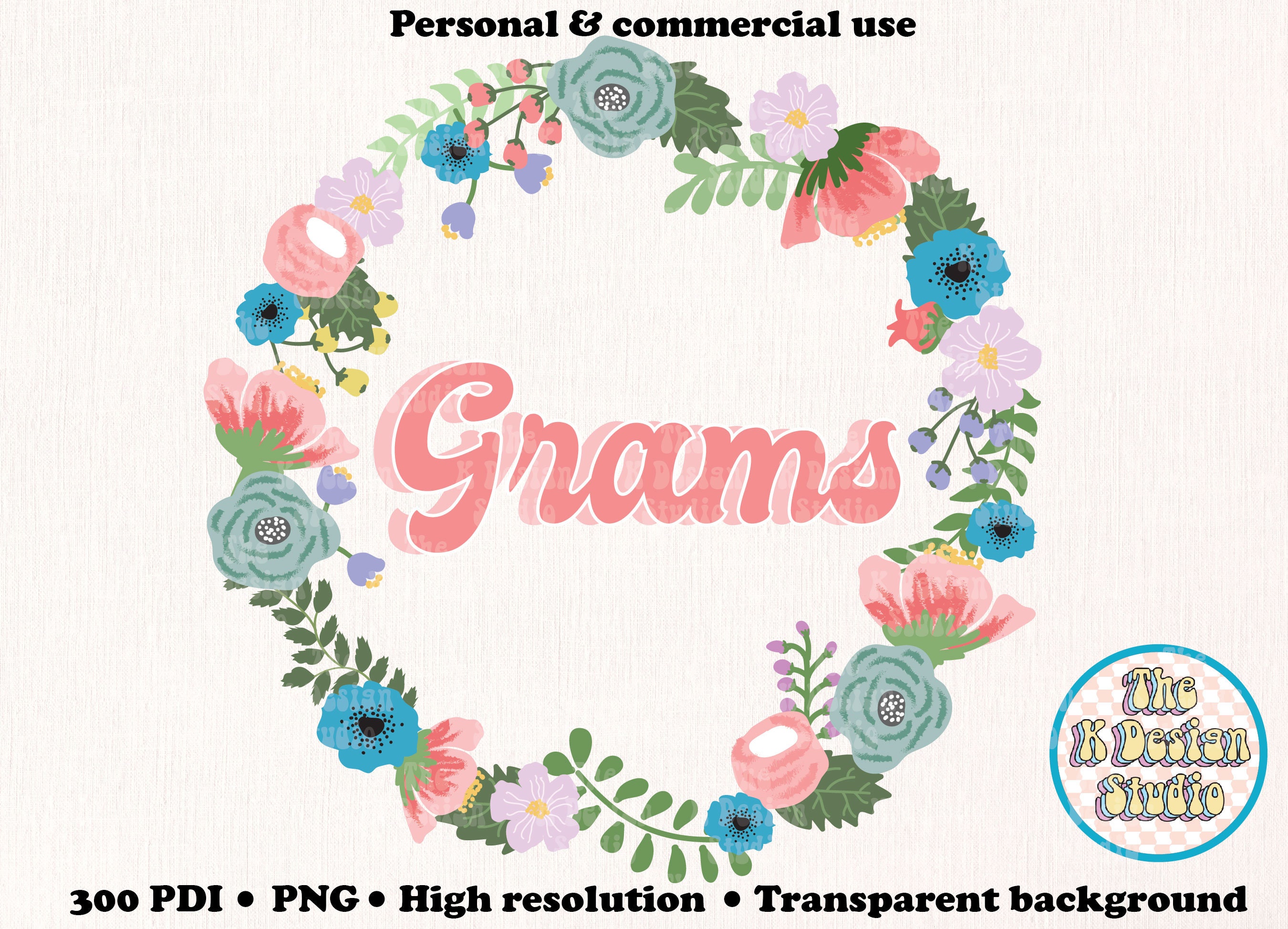Grams PNG, Floral Grams Png, Floral Grams Design, Digital Download ...