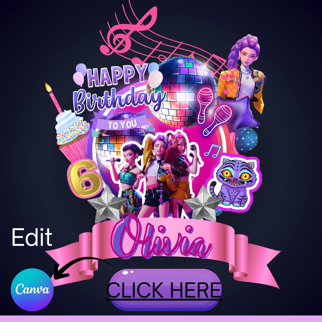 Personalized K-pop Birthday Cake Topper: Music Party Decoration - Etsy