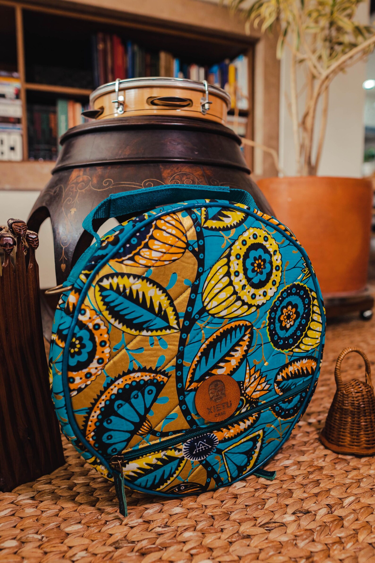 Custom Pandeiro or Tambourine Bag, 14 Inch African Print Fabric ...