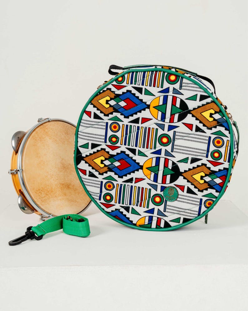 Custom Pandeiro or Tambourine Bag, 14 Inch African Print Fabric ...