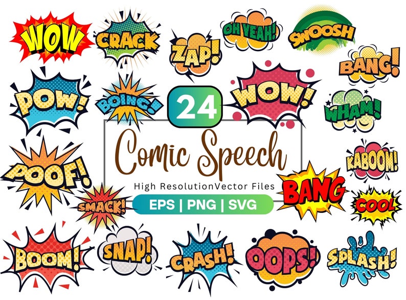 Comic Style Bubble SVG Bundle, Retro Speech Bubbles and Pop Art Clipart ...