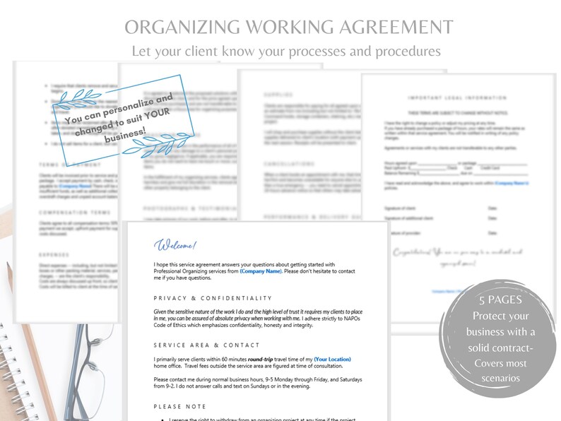 Professional Organizer Business Forms | Editable in Word | Organizing ...