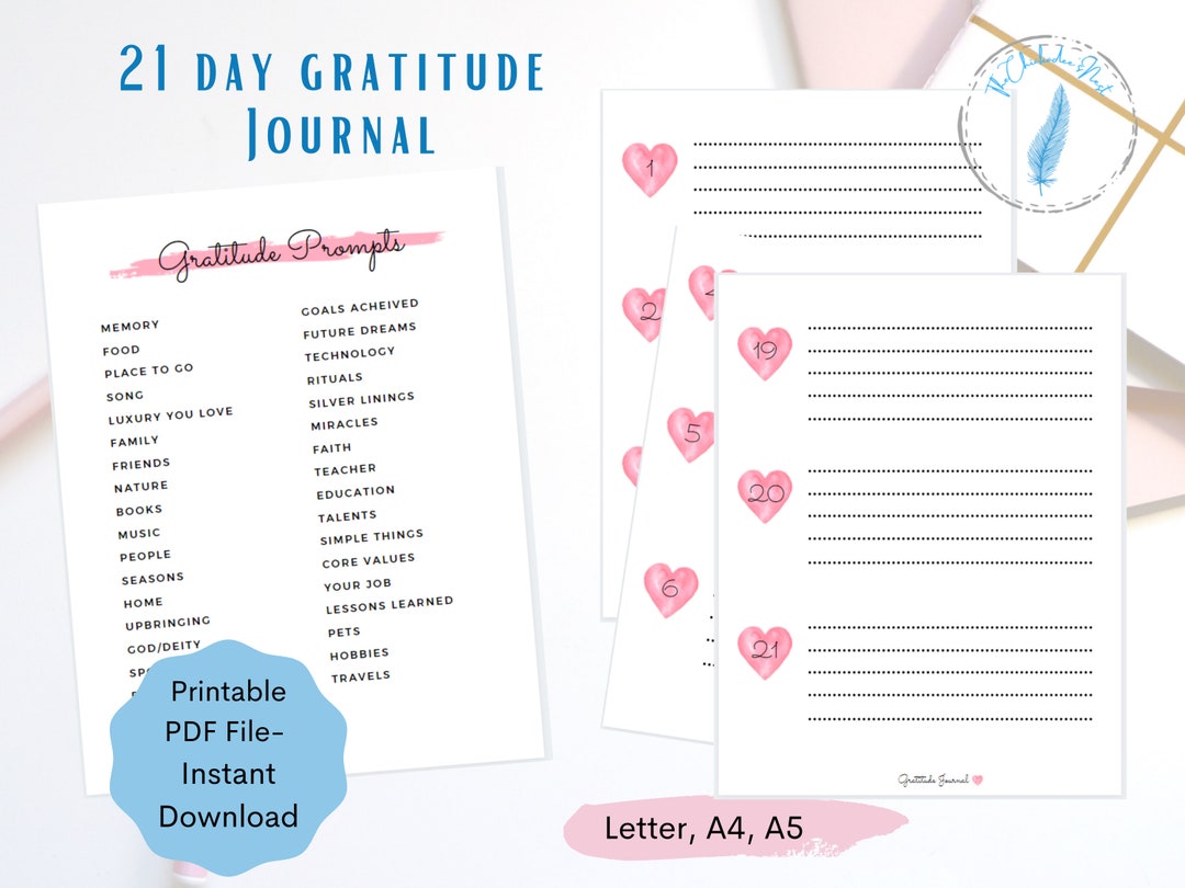 21 Day Gratitude Journal | Printable Gratitude Journal | Daily ...