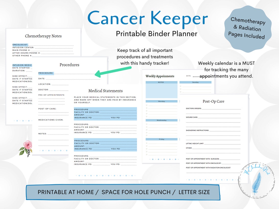 Cancer Planner Printable | Personalized Binder, Tracker (letter Size ...