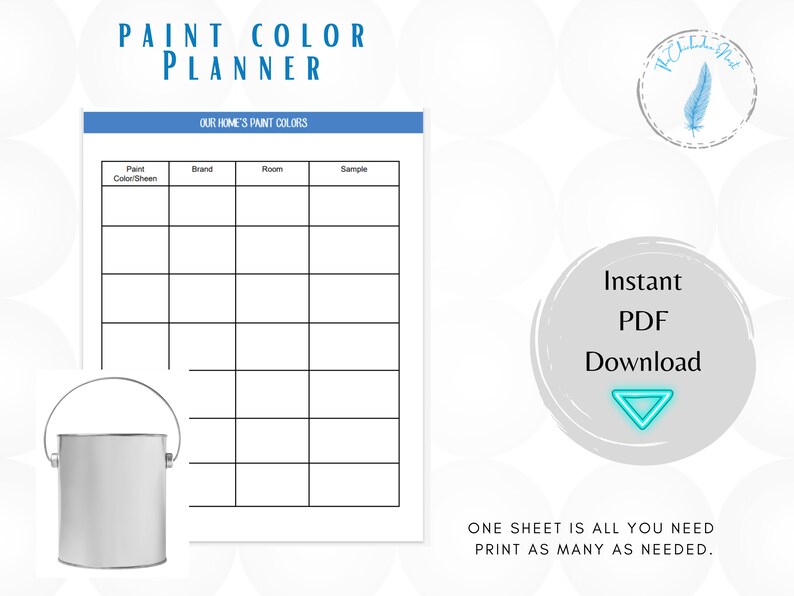 Paint Color Planner | Home Paint Color Log | Paint Tracker | Paint ...