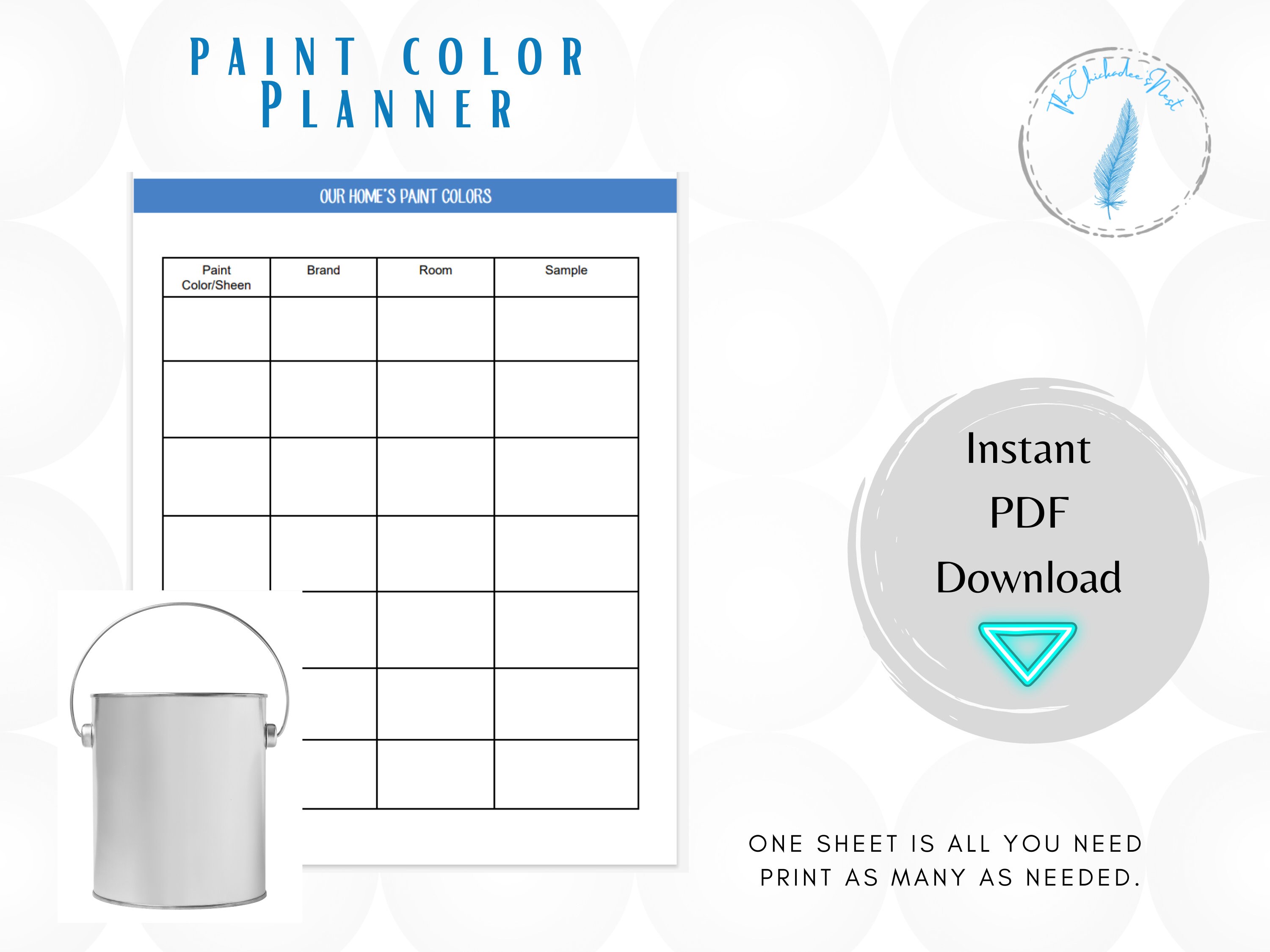 Paint Color Planner | Home Paint Color Log | Paint Tracker | Paint ...