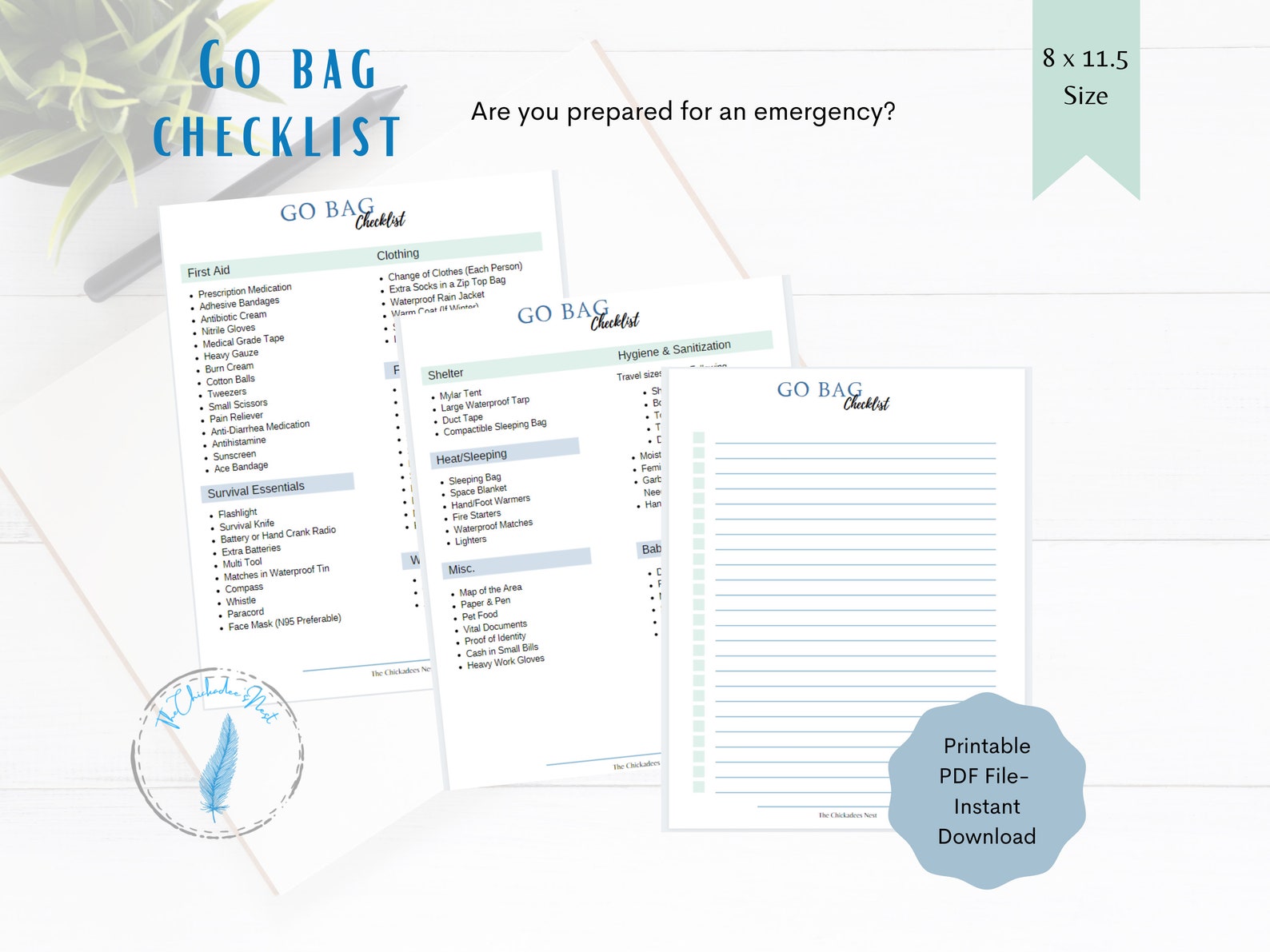Printable Go Bag Checklist | Bug Out Bag Checklist | 72 Hour Kit List ...