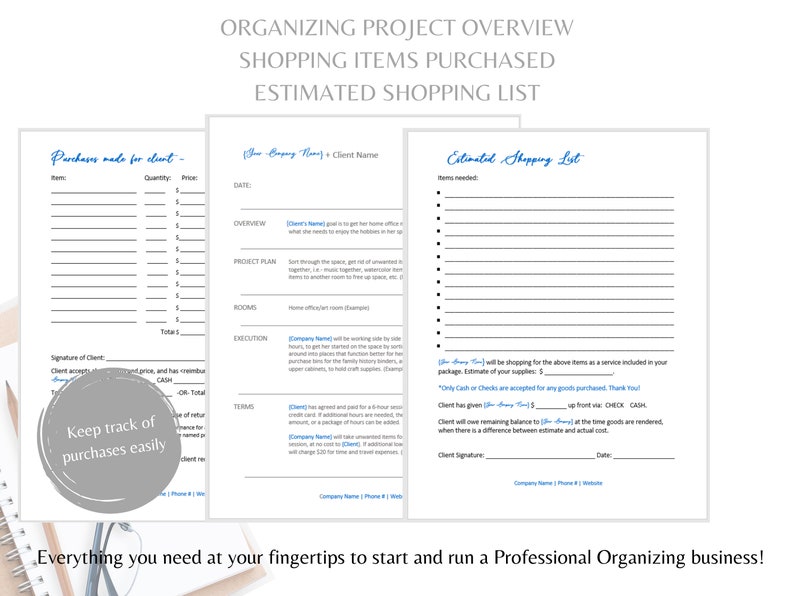 Professional Organizer Business Forms | Editable in Word | Organizing ...