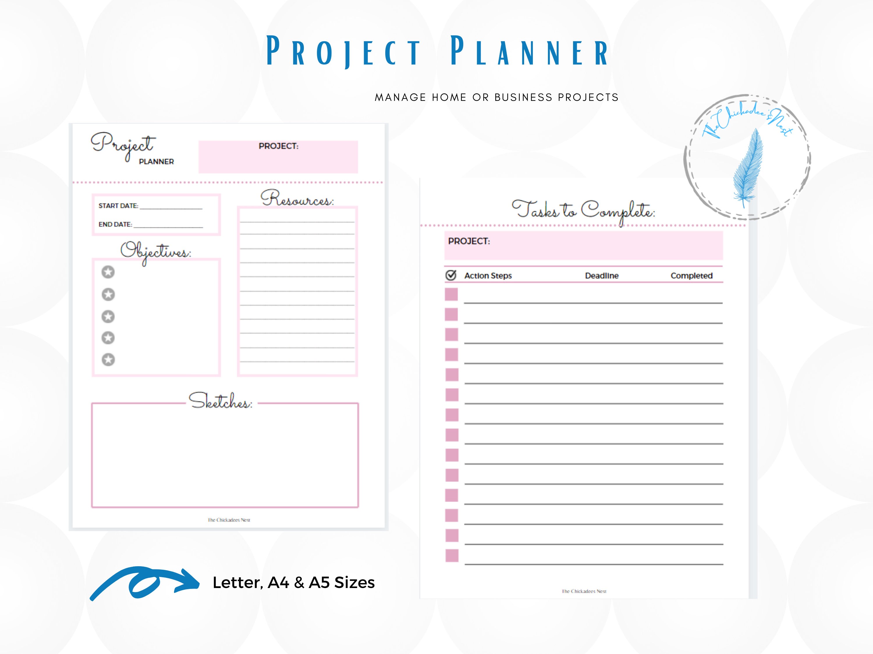 Project Planner | Pink Project Planner | Pink Planner | Home Project ...