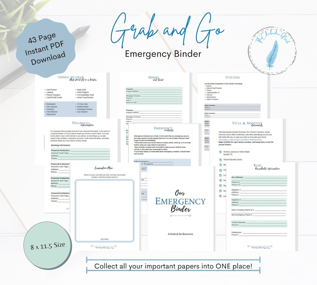 Emergency Planner Emergency Grab and Go Binder Emergency Binder ...