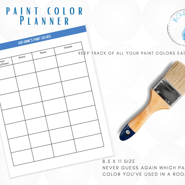 House Paint Color Tracker - Etsy