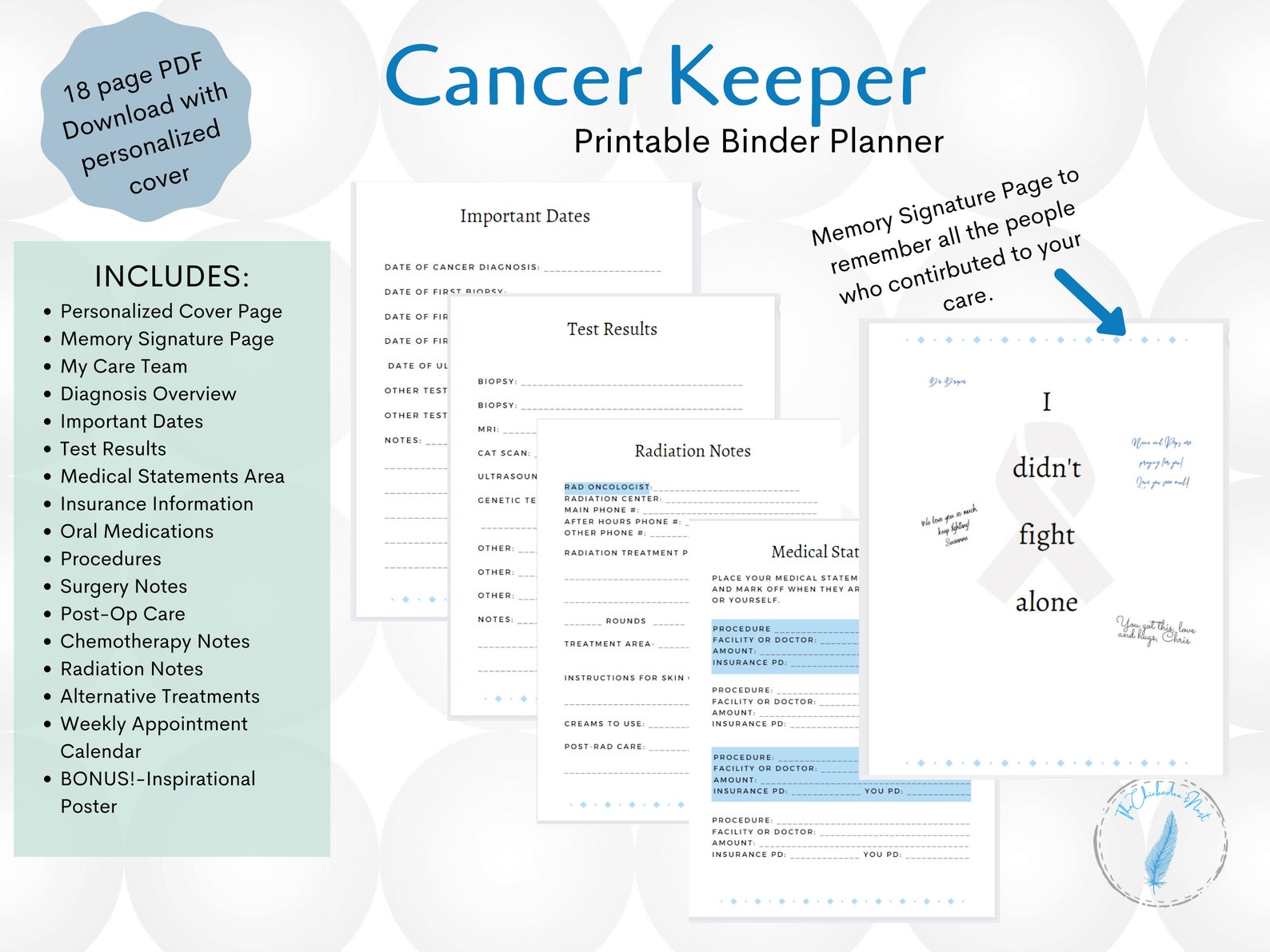 Cancer Keeper PDF Printable | Cancer Binder Printable | Planner for ...