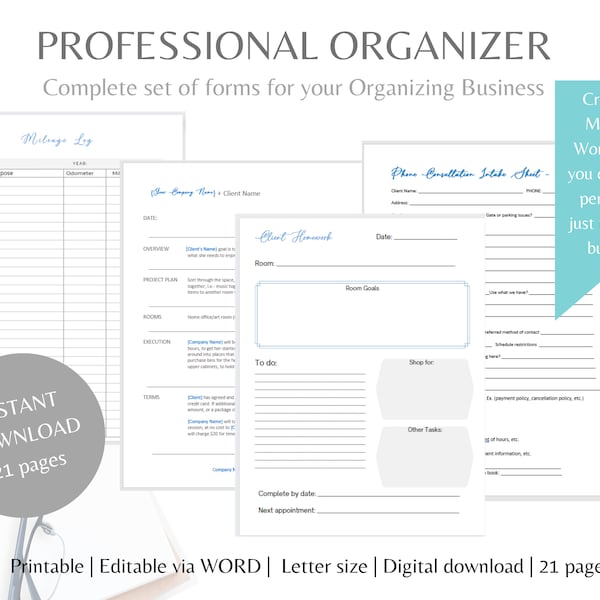 Professional Organizer Forms - Etsy