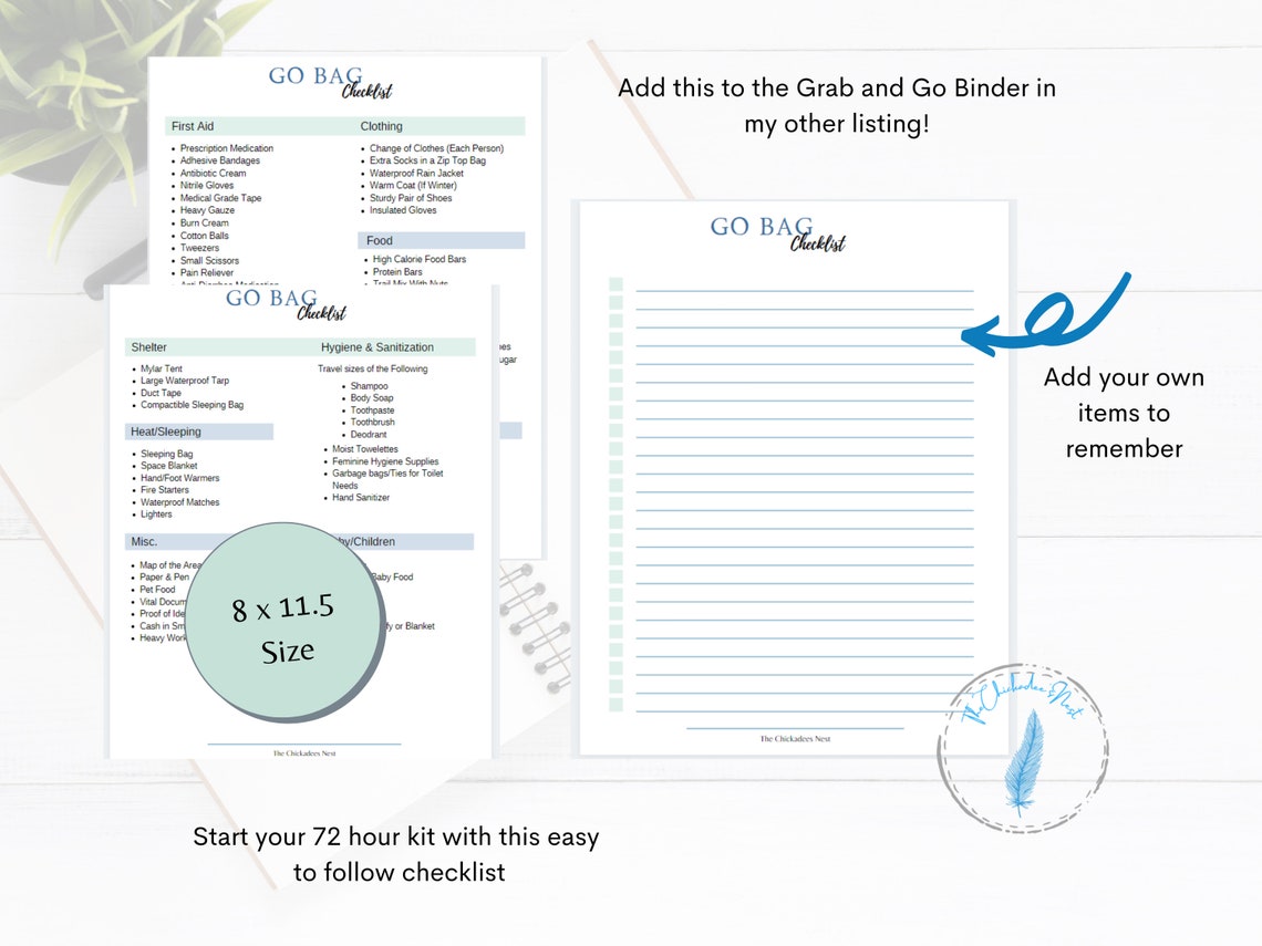 Printable Go Bag Checklist | Bug Out Bag Checklist | 72 Hour Kit List ...