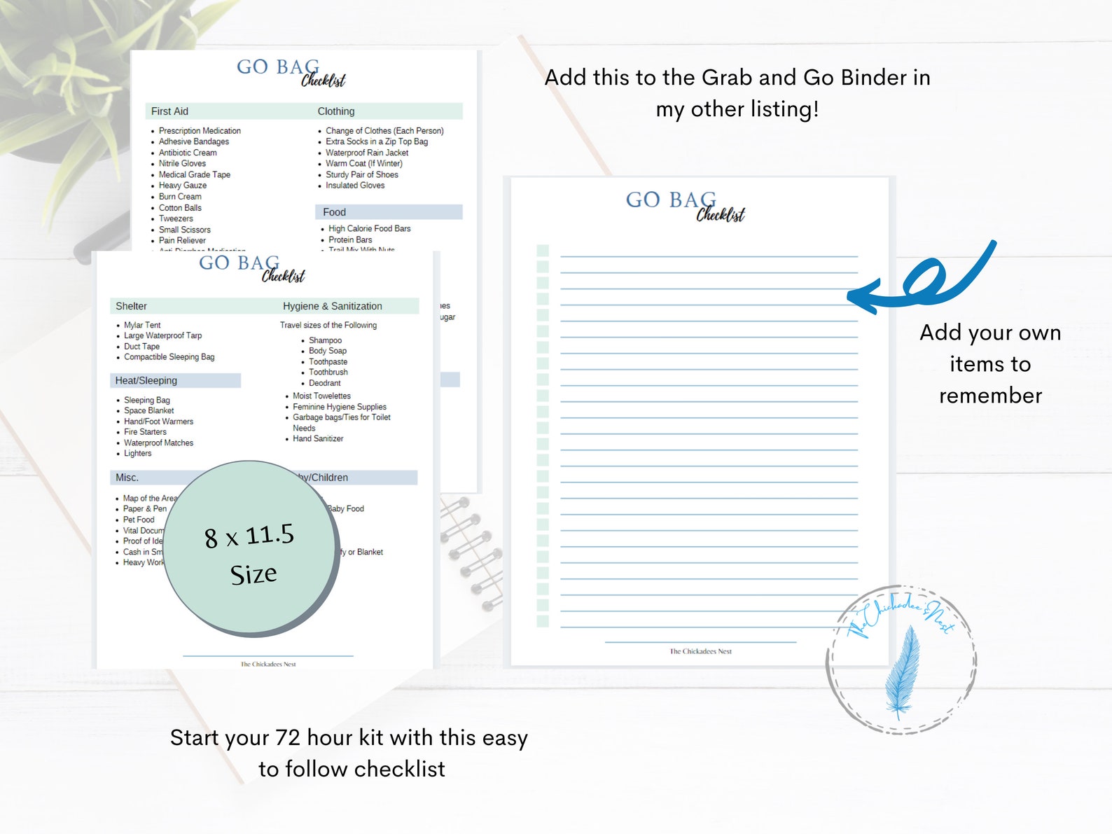 Printable Go Bag Checklist | Bug Out Bag Checklist | 72 Hour Kit List ...