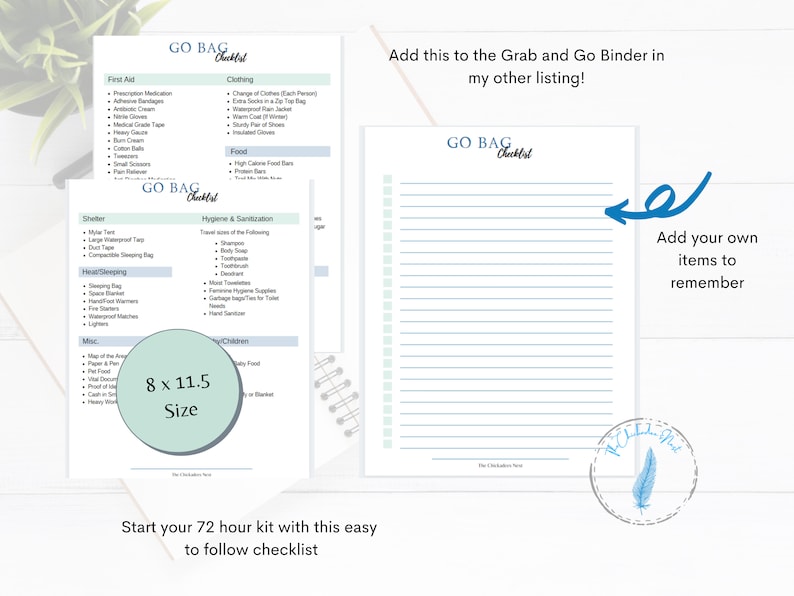 Printable Go Bag Checklist | Bug Out Bag Checklist | 72 Hour Kit List ...