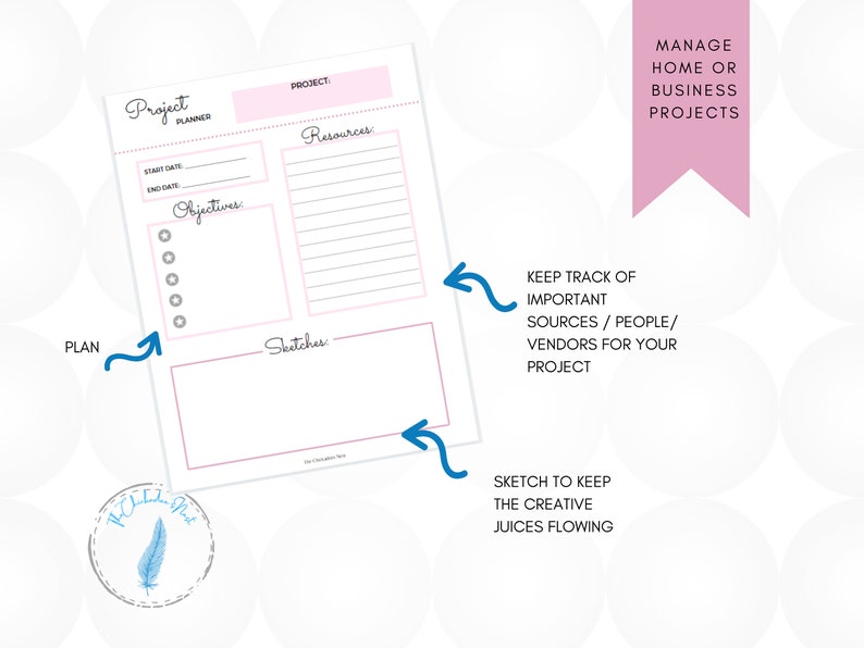 Project Planner | Pink Project Planner | Pink Planner | Home Project ...