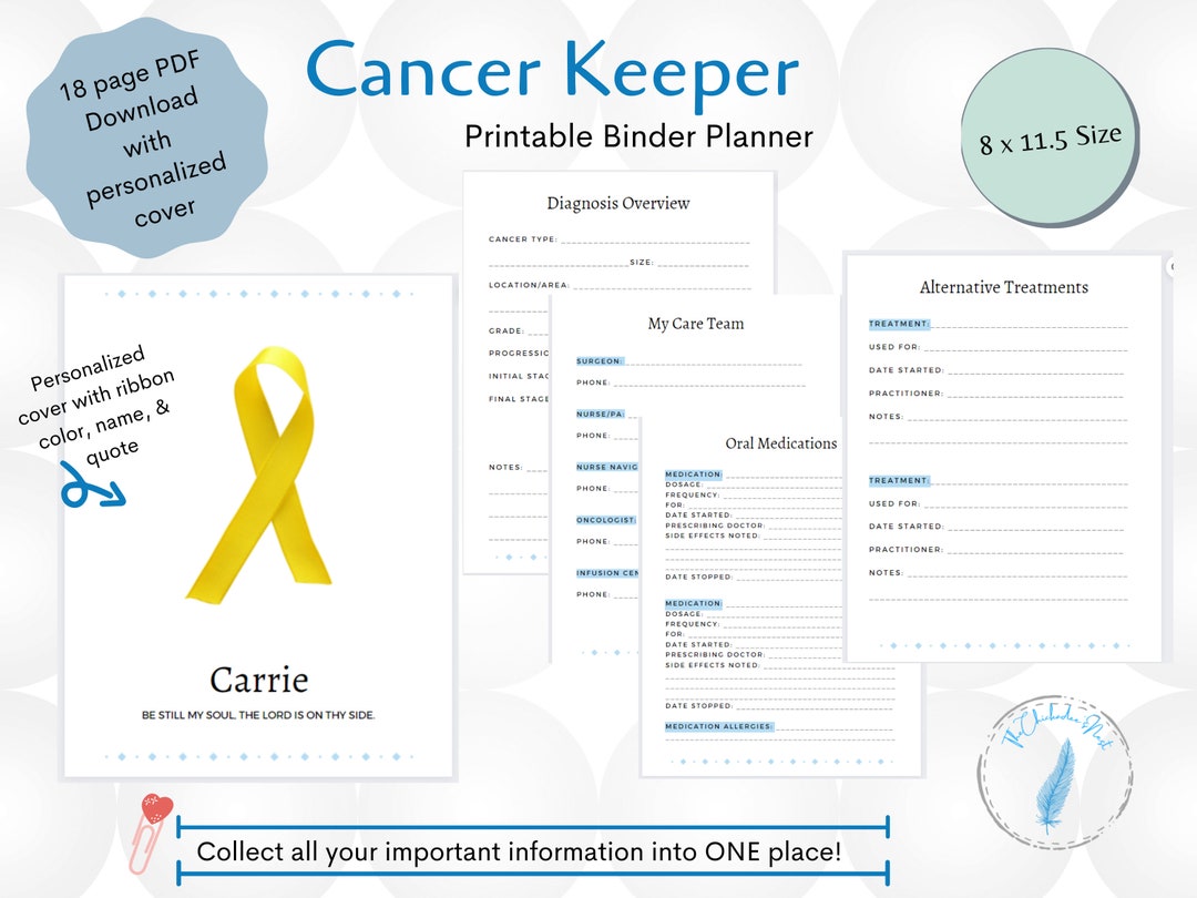 Cancer Keeper PDF Printable | Cancer Binder Printable | Planner for ...