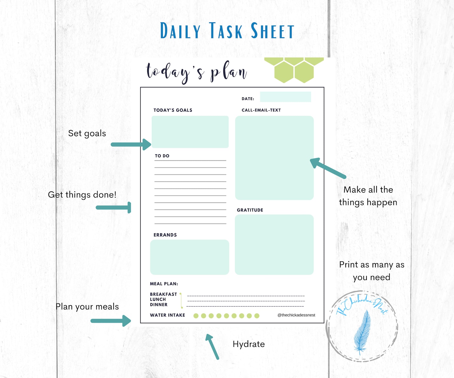 Daily Task Sheet | Daily Planning Sheet | Plan the Day | Letter, A4, A5 ...