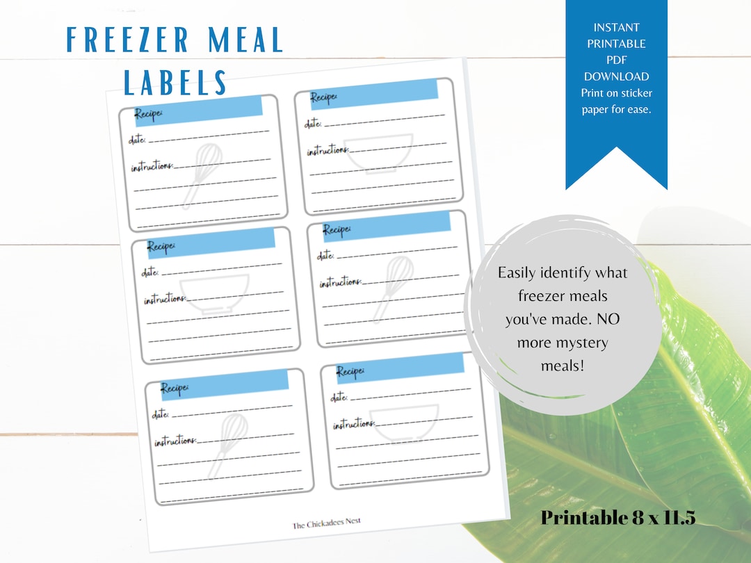 Freezer Meal Labels | Printable Freezer Labels | Freezer Meal Tags ...