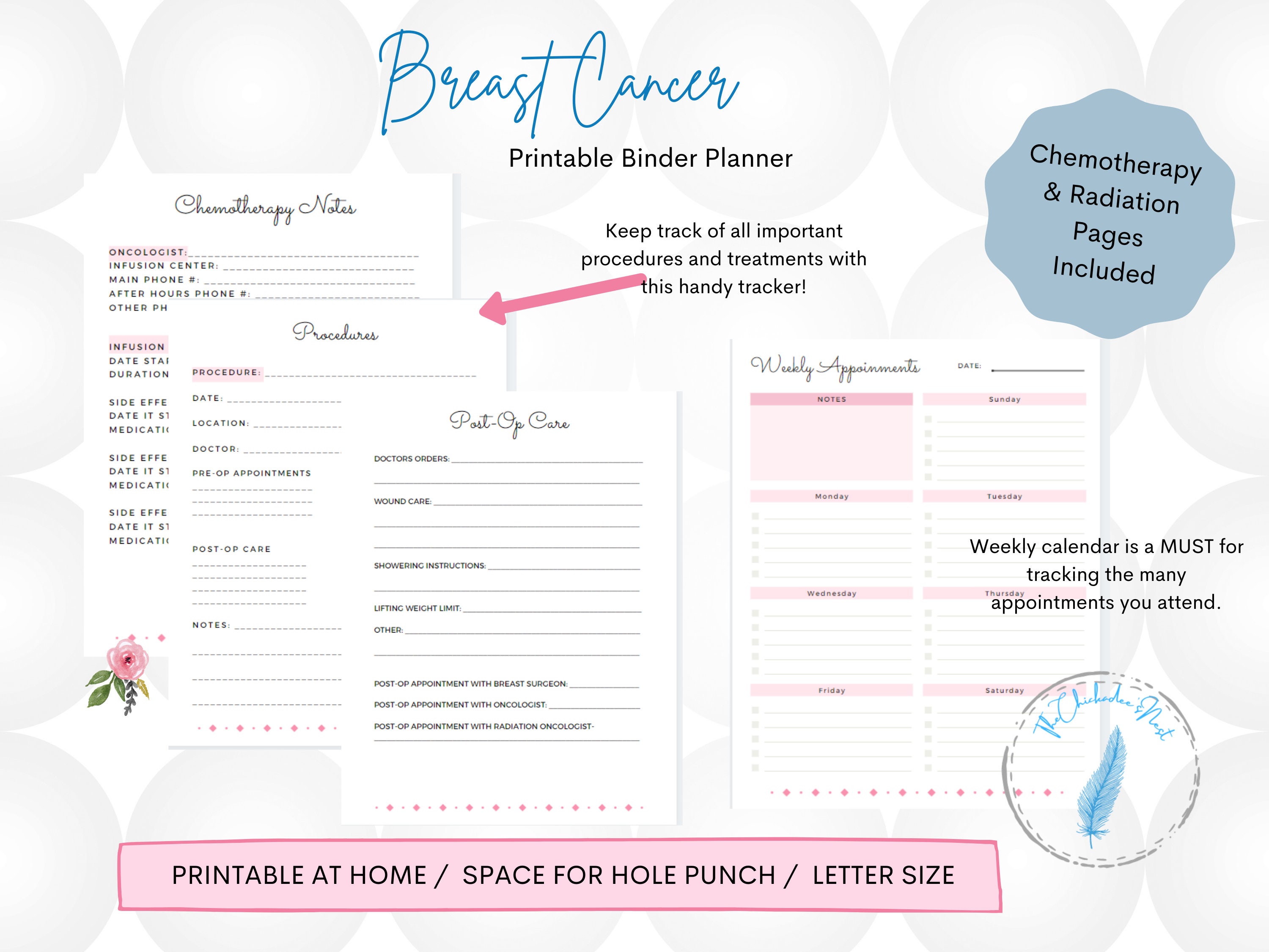 Breast Cancer Printable Planner | Personalized Tracker (PDF) - Etsy