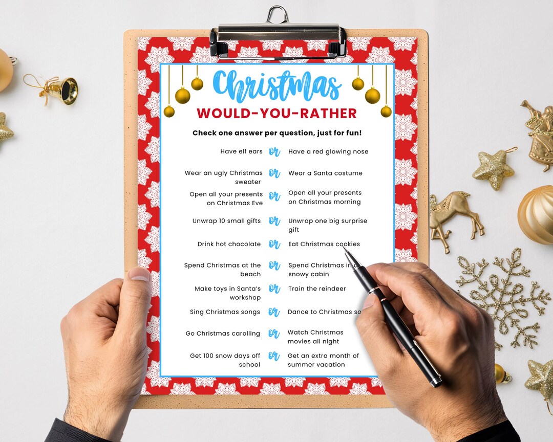 Christmas Would You Rather Game, This or That Christmas Questions ...